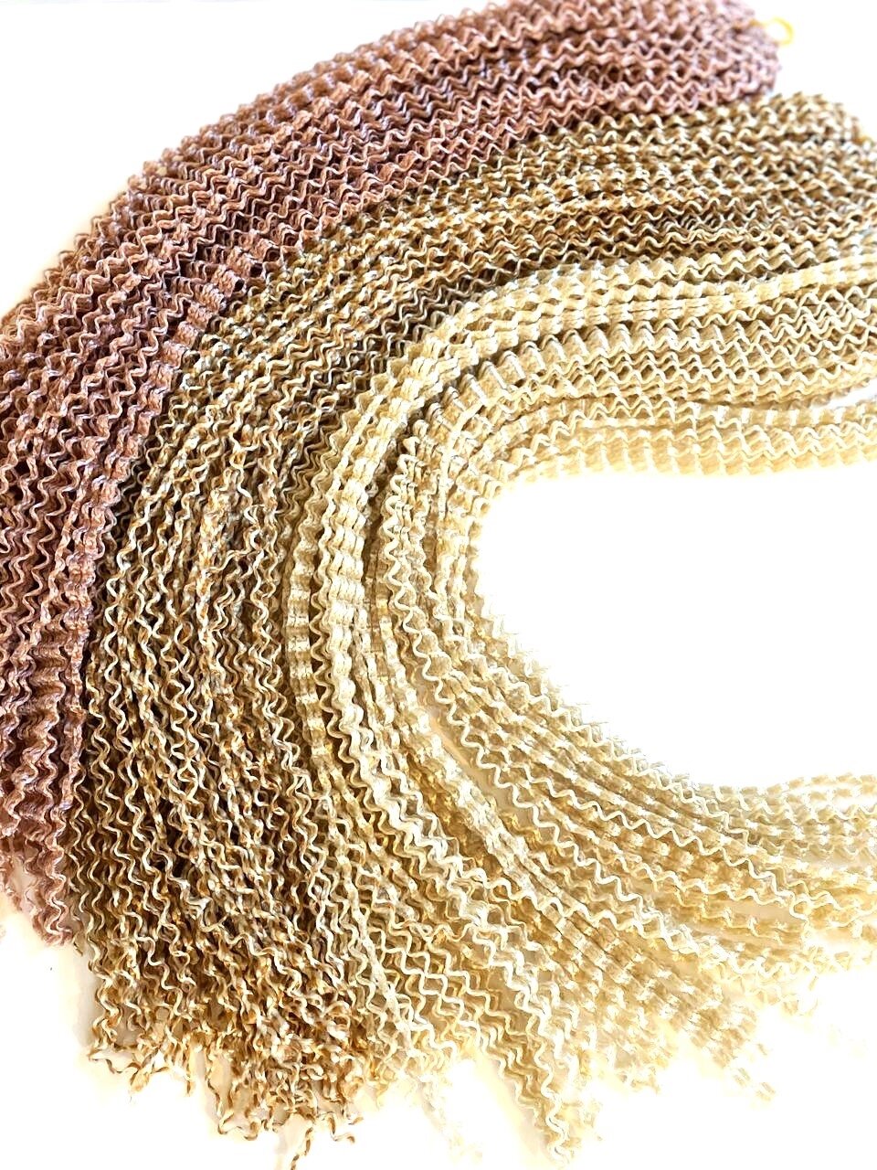 "Косички Зизи Гофре" для плетения волос, длина 65см, цвет микс рус блонд ширина 0,5 см набор 3шт.