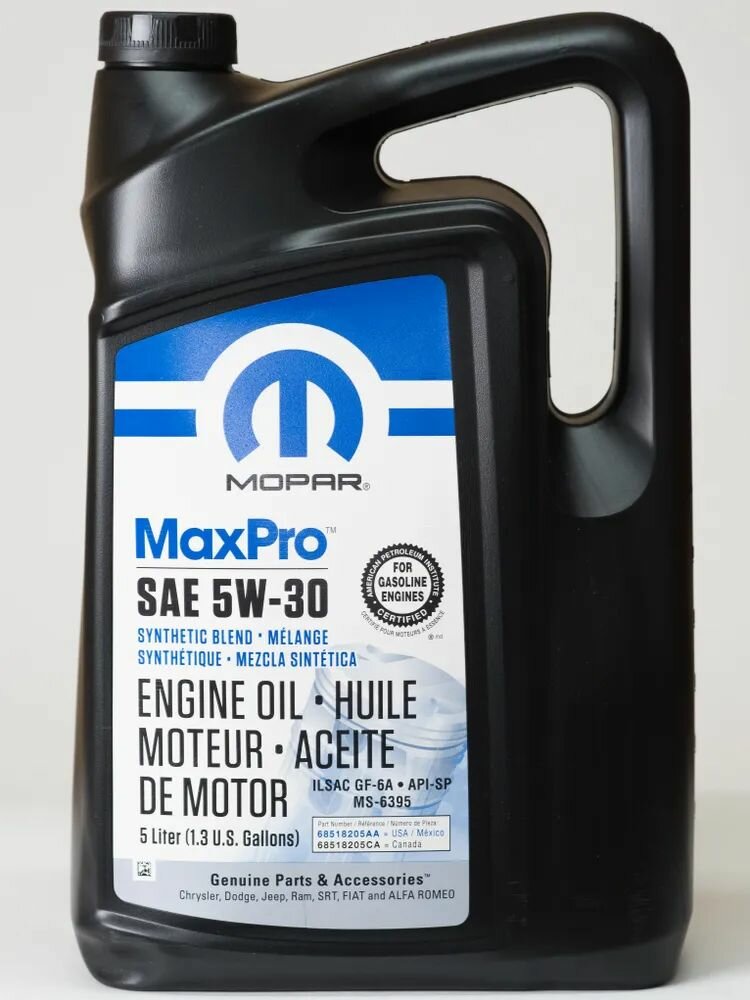 Моторное масло MOPAR MaxPro SAE 5W30 5л (68218921AC)