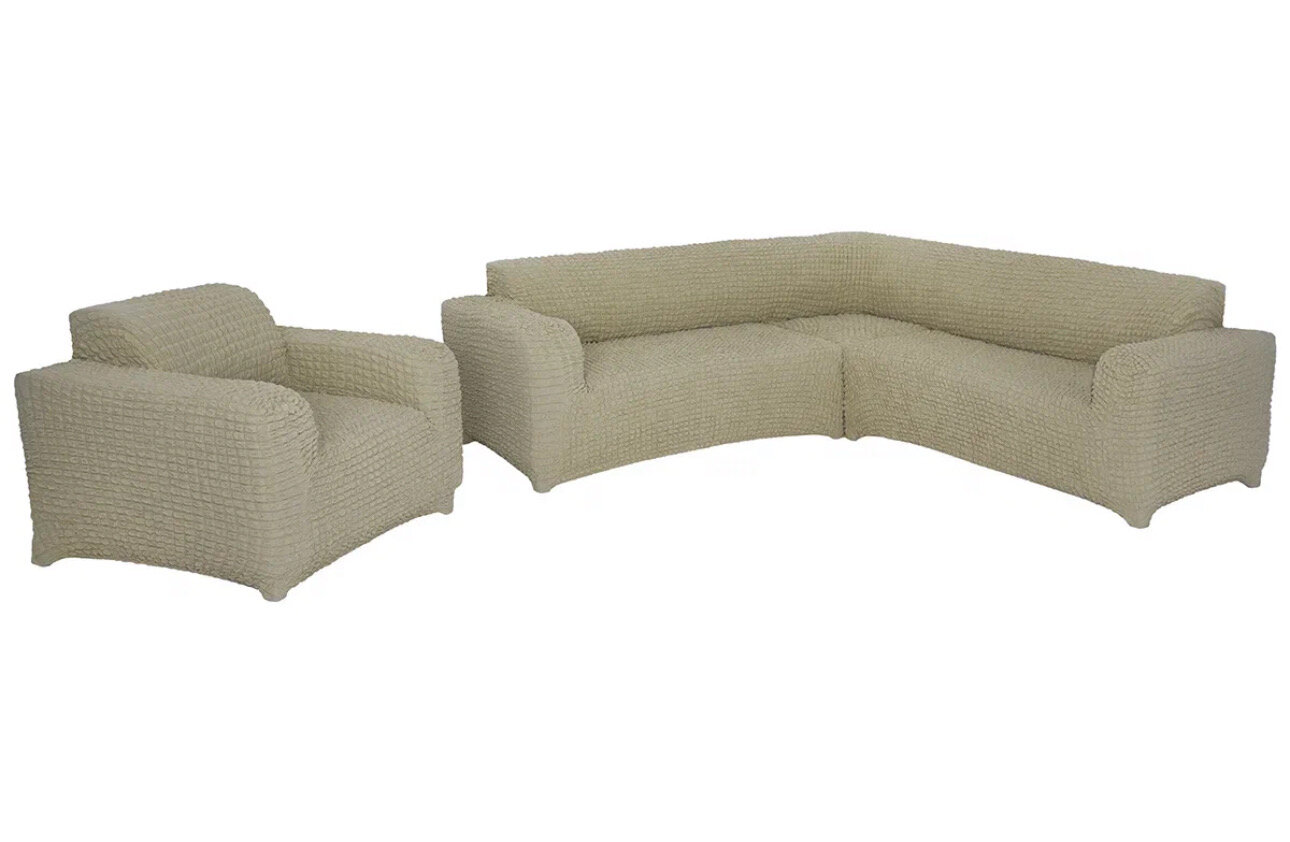 Чехол на угловой диван и 1кресло без оборки, Чехол на угловой диван и одно кресло без оборки