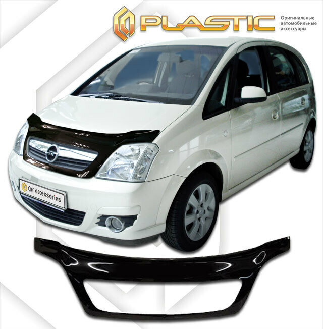 Дефлектор капота для Opel Meriva 2004-2006 Черный глянцевый СА Пластик