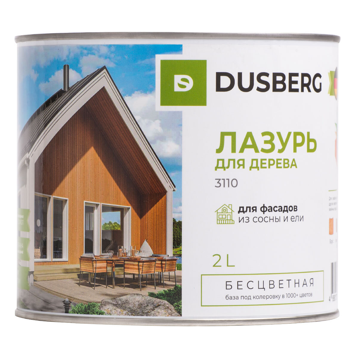 Лазурь DUSBERG 3110 для дерева для наружных работ, бесцветный 2л