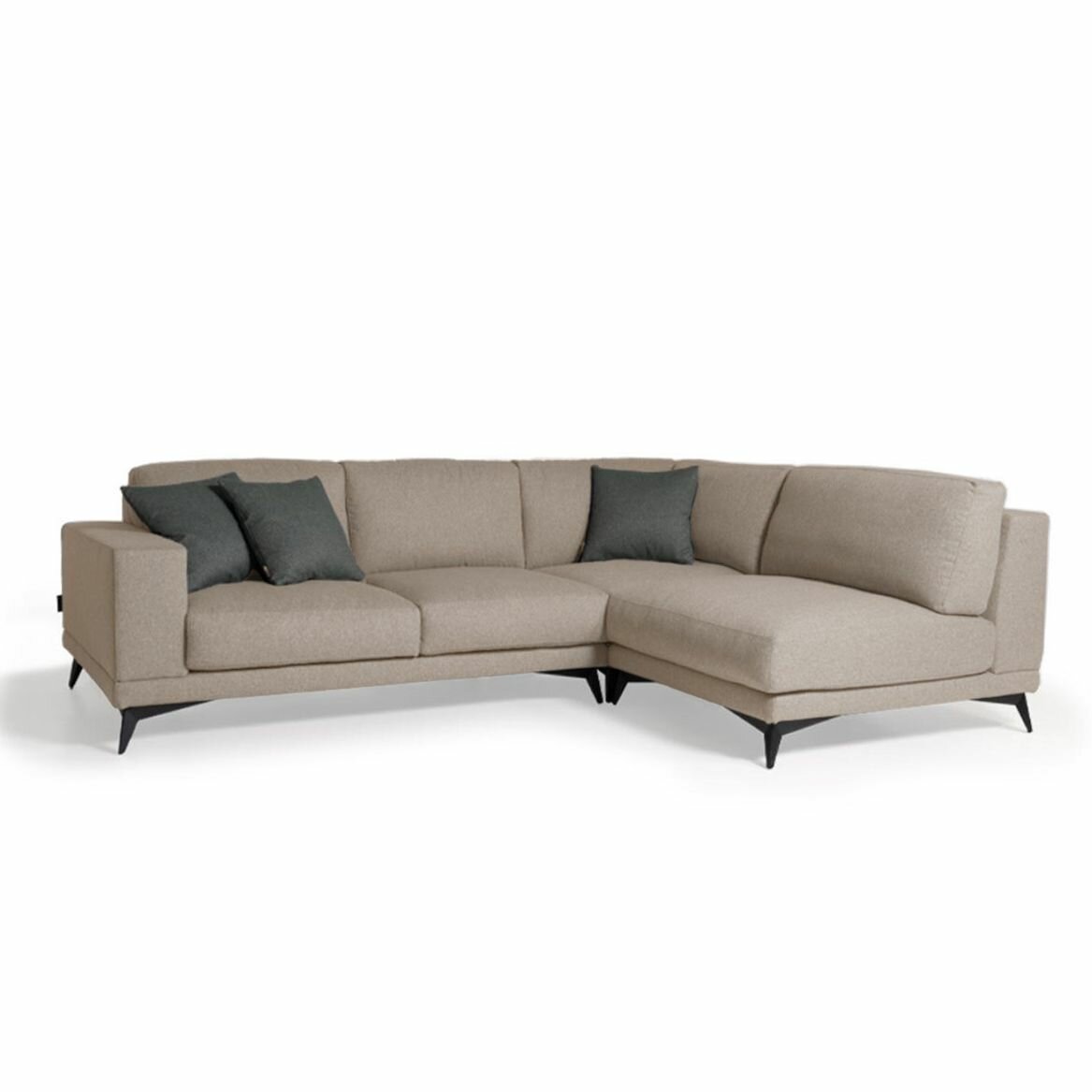 Диван Бергамо правый с оттоманкой со спинкой в ппремиальном велюре 2,85м/03