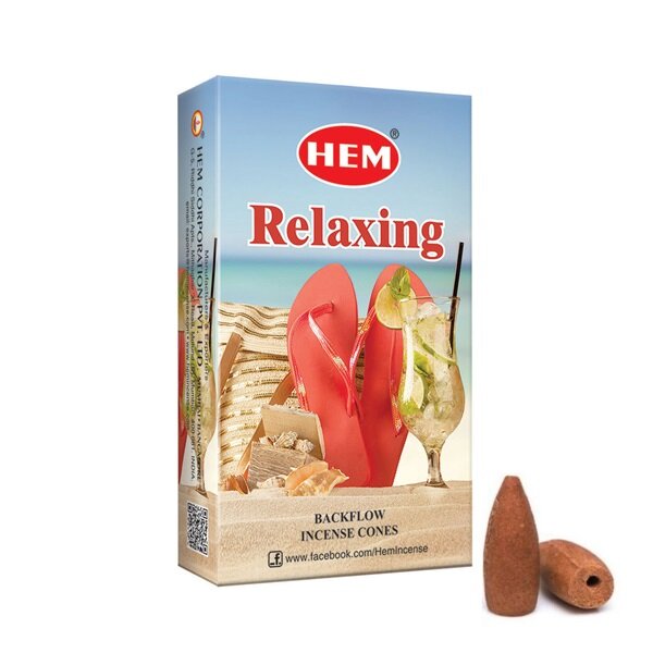 RELAXING Backflow Incense Cones, Hem (расслабление благовония пуля стелющийся дым, Хем), уп. 10 конусов.
