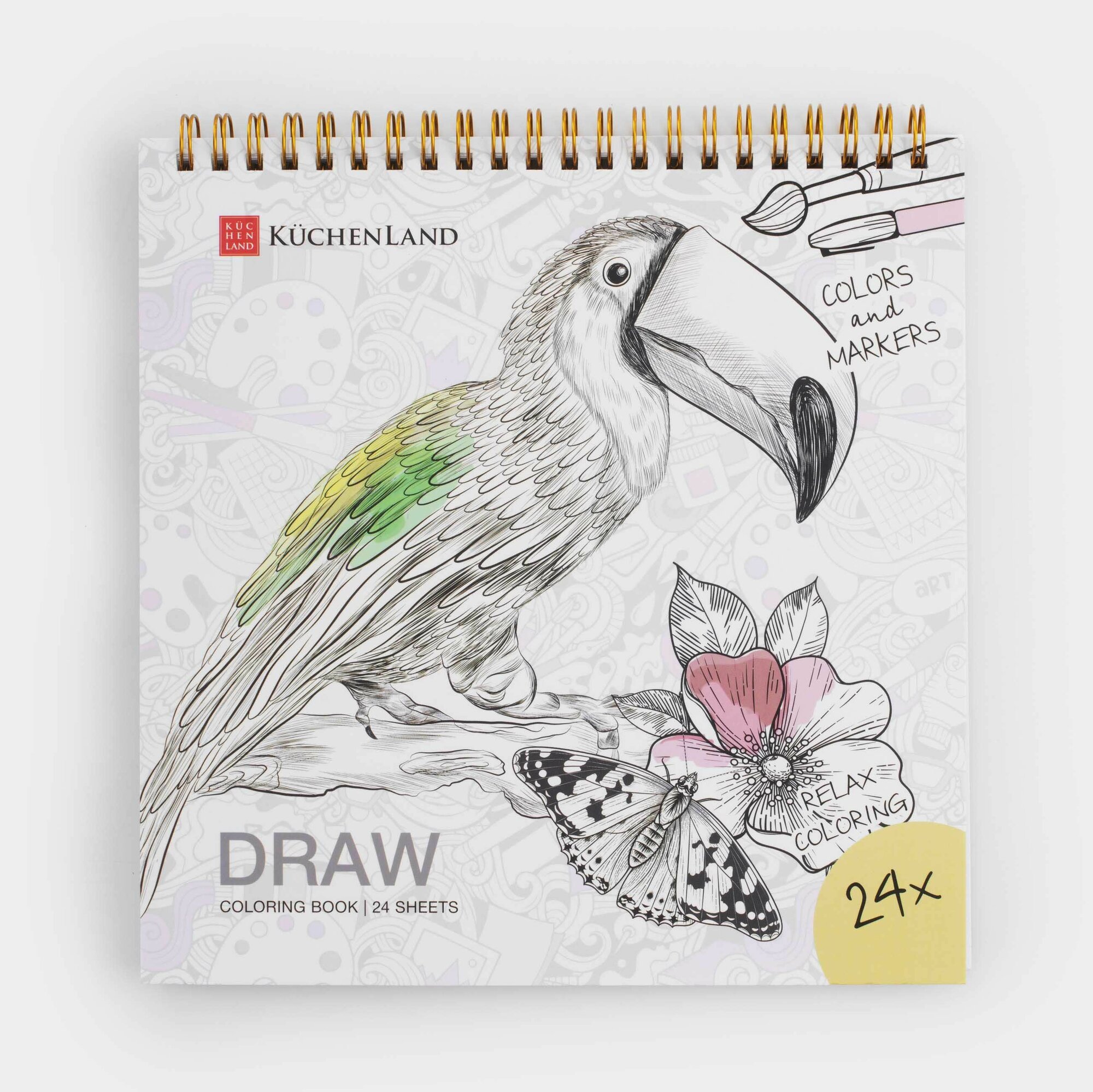 Альбом для раскрашивания, 21х21 см, 24 листа, на кольцах, Животные, Draw creative