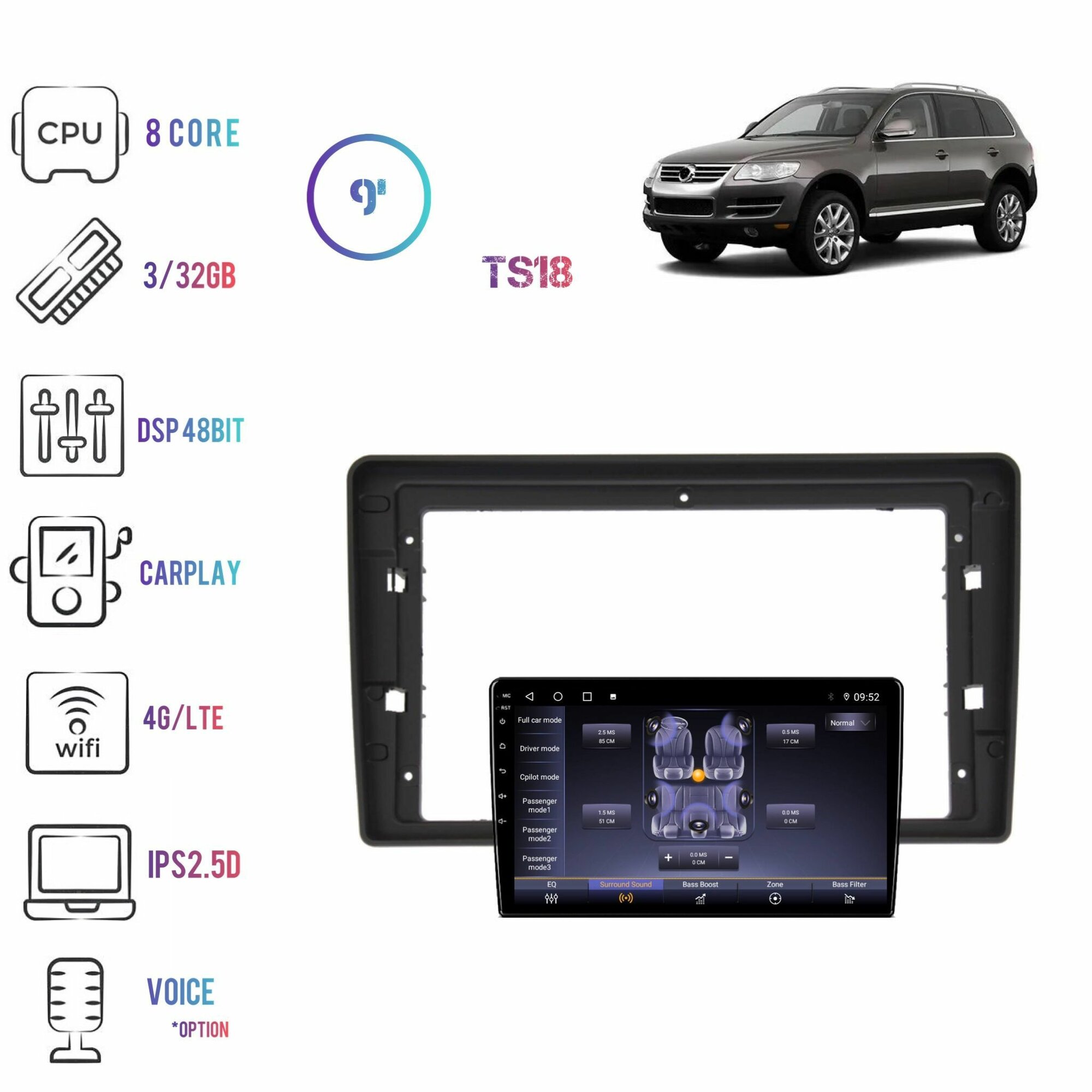 Магнитола XY AUTO TS18, для Volkswagen Touareg, на Android 11, 3+32 Гб, 8 ядер
