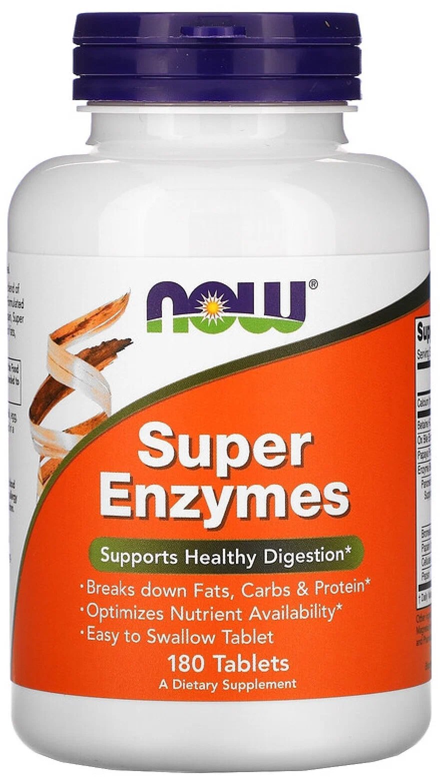 Супер Энзимы для пищеварения NOW Super Enzymes, 250 г, 180 капсул