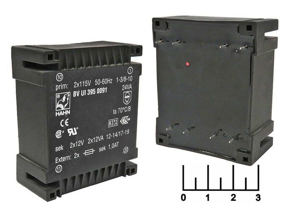 Трансформатор 2*12V 1A BVUI 395 0091