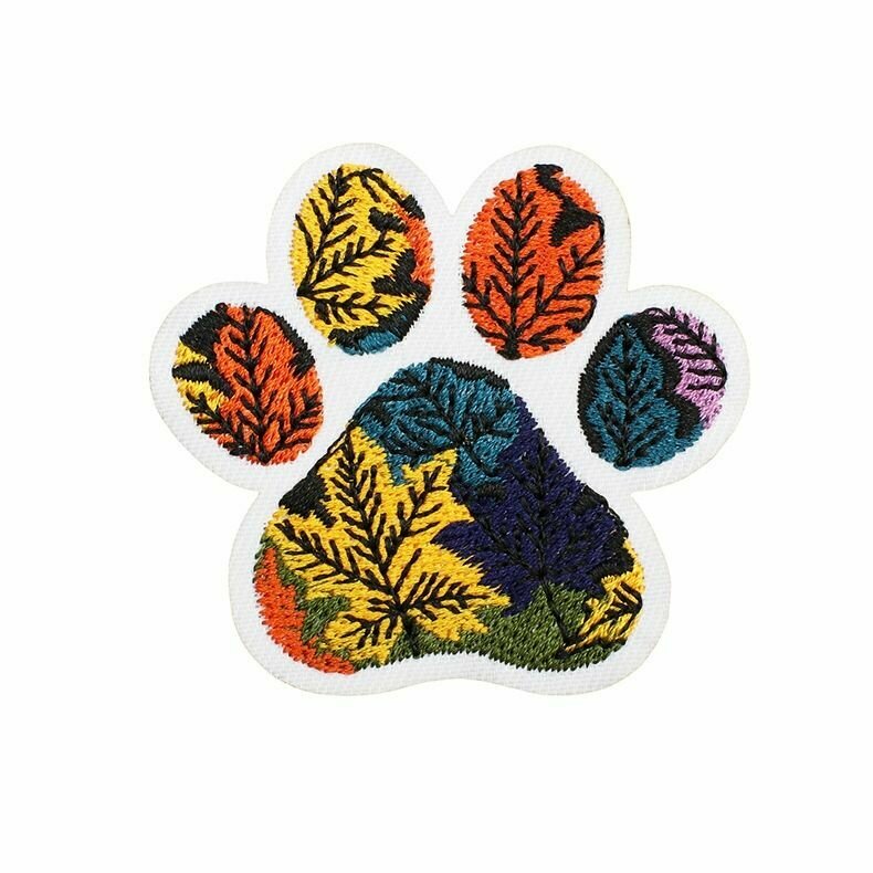 Нашивка на одежду кошачья лапка термонашивка