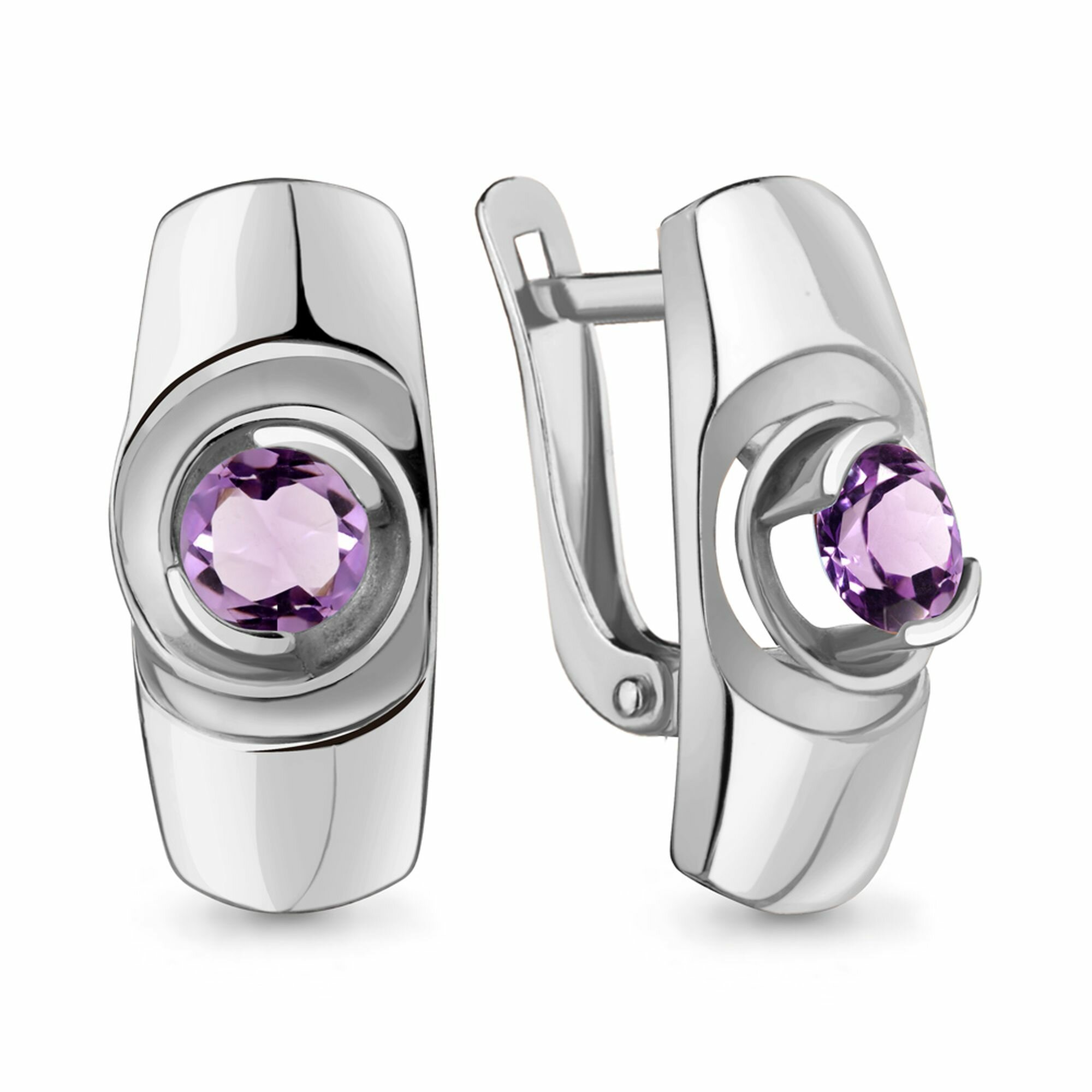 Серьги, серебро, 925 проба, родирование, аметист