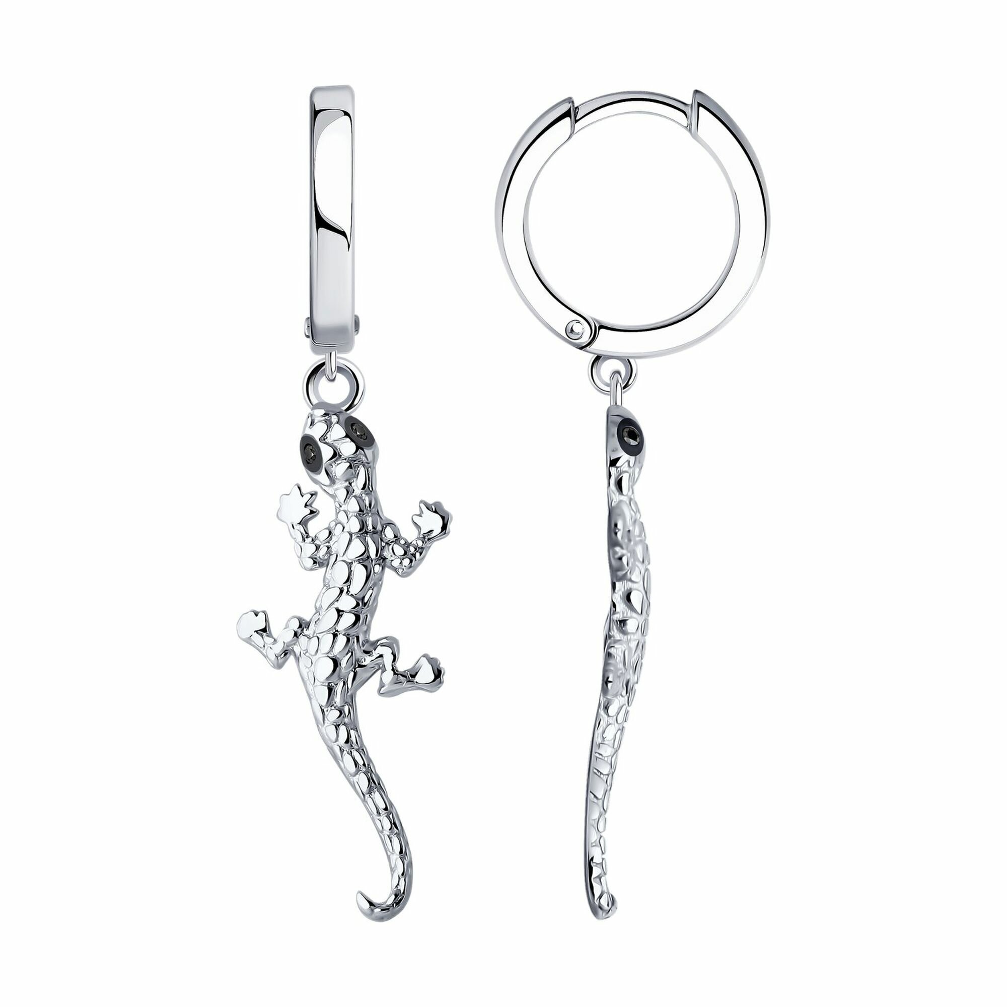 Серьги, серебро, 925 проба, родирование, фианит