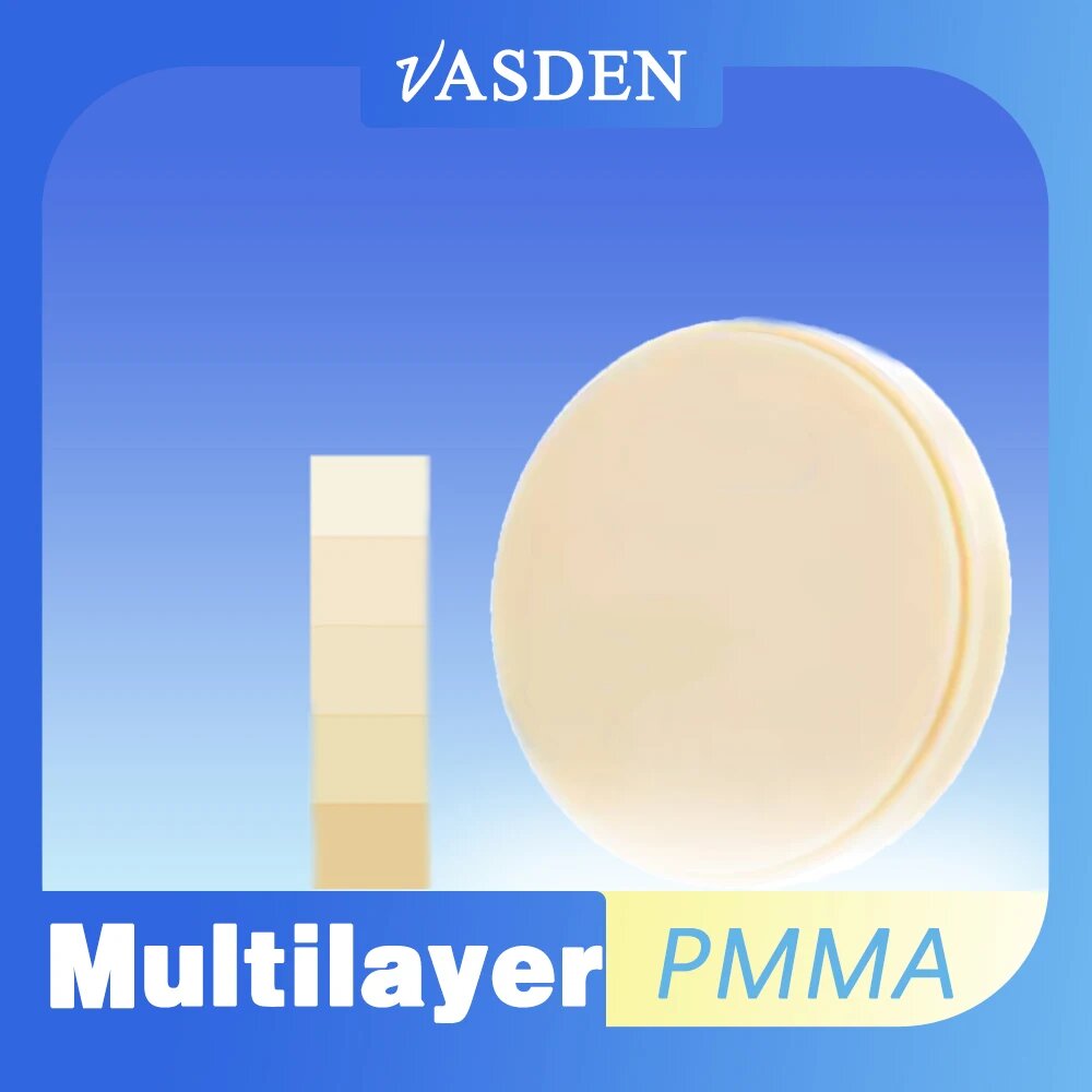 16 цветов Многослойные ПММА блоки Cadcam Blank 98 мм Многослойные ПММА фрезерные диски ПММА стоматологические пустые 98x18mm, A4