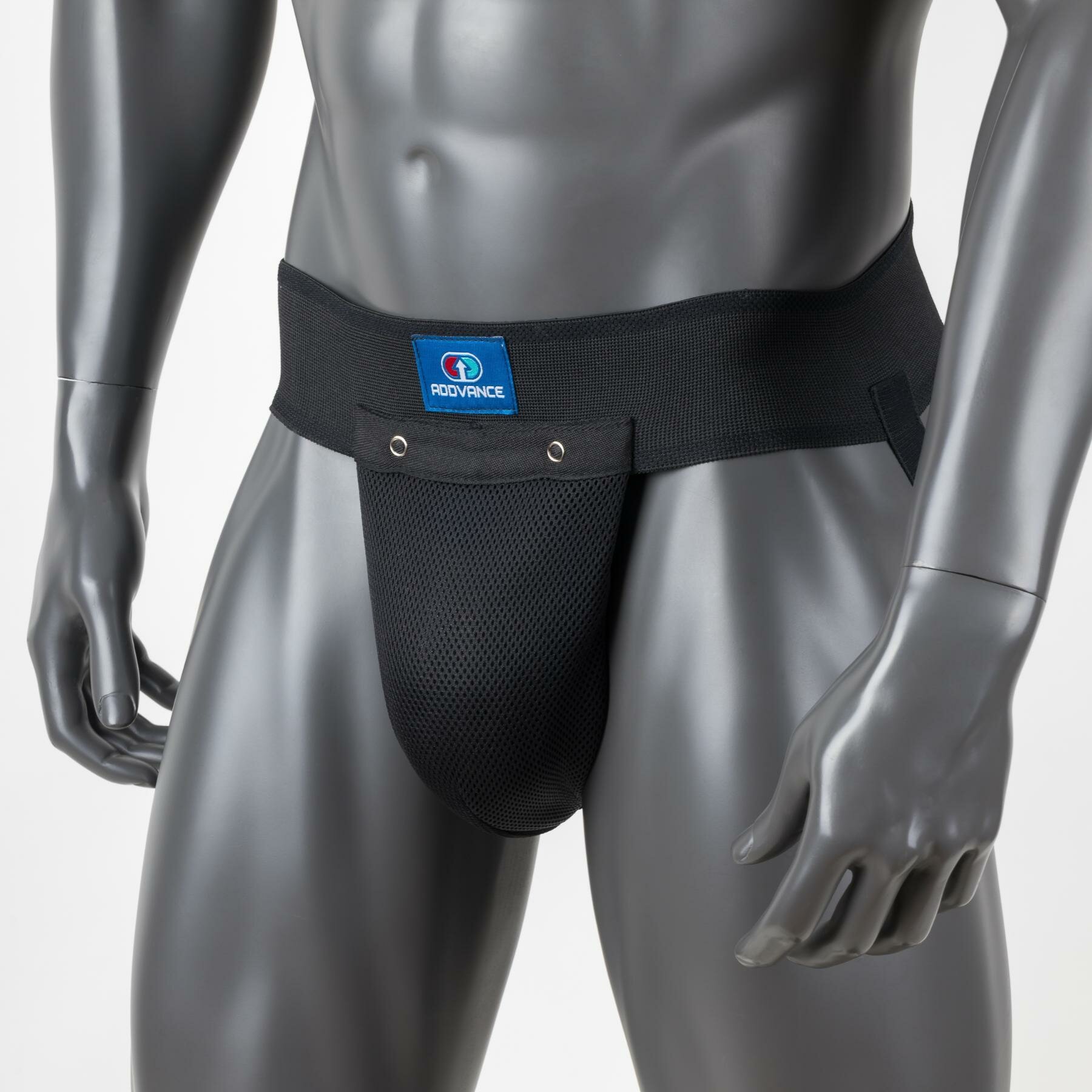 Защита паха ADDVANCE с усиленной пластиковой чашей (мужской бандаж, ракушка для единоборств) черная размер M (26)