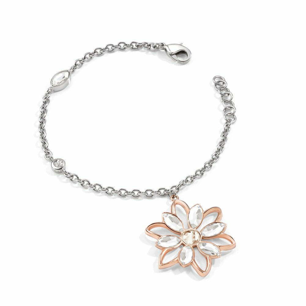 Браслет-цепочка, сталь, кристалл, бриллиант