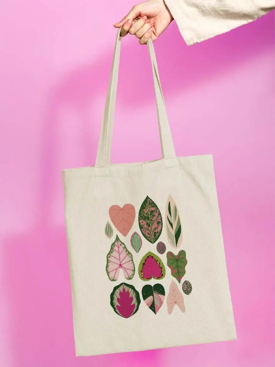 Сумка шоппер  на плечо женская холщевая с принтом цветы