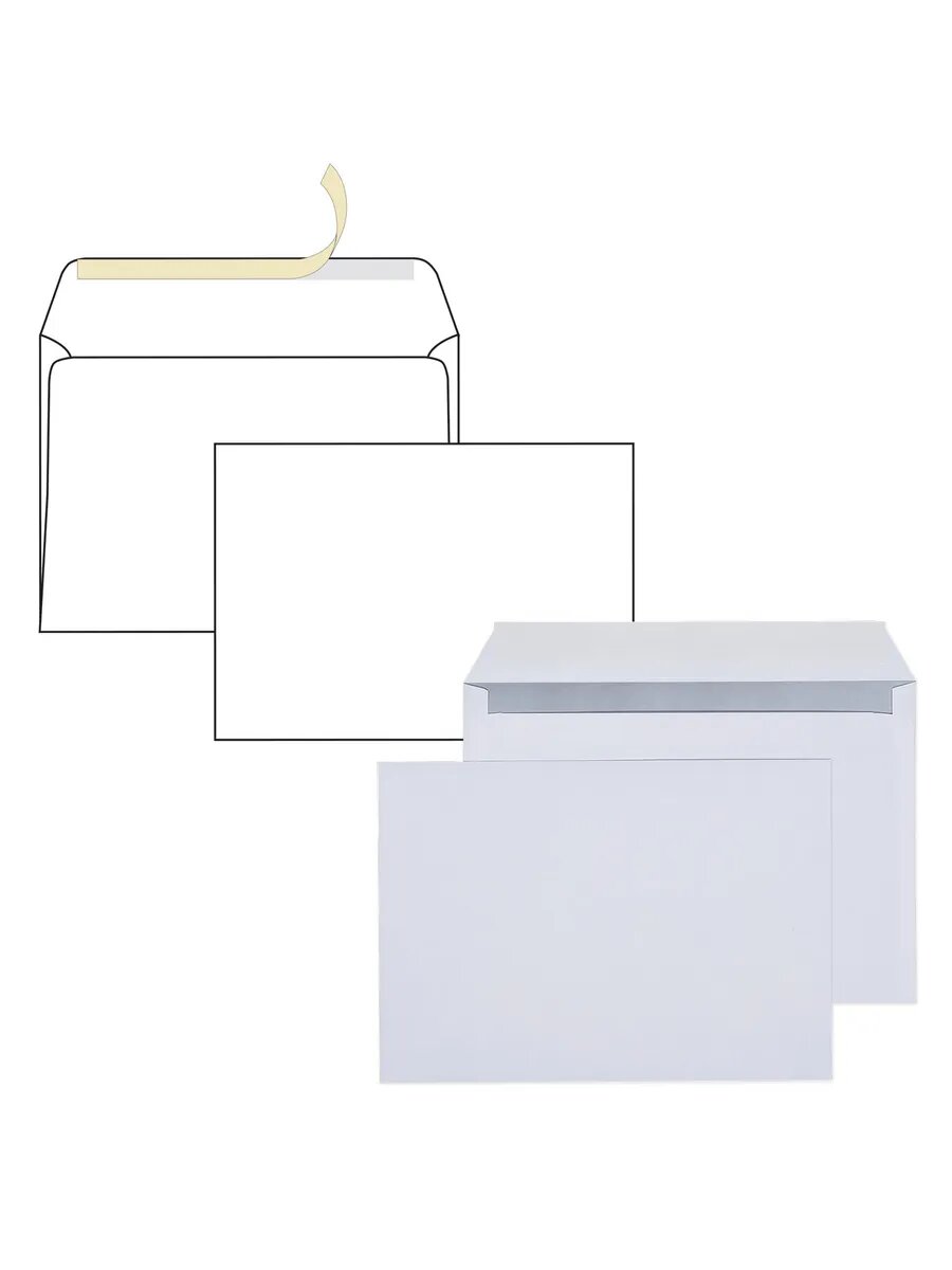 Конверты С4 (229х324 мм), 90 г/м2 , комплект 250 шт.