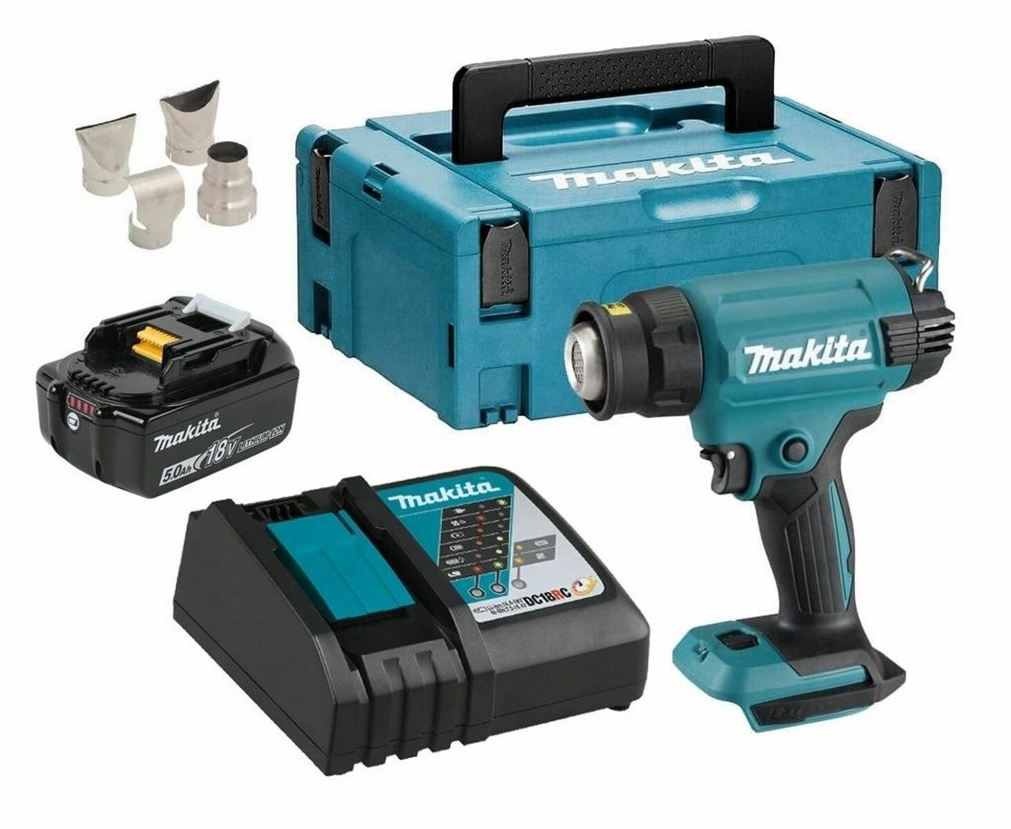 Аккумуляторный тепловой пистолет (фен) Makita DHG181RT1J LXT 18В (1Акк. 5.0 Ач, З/У, кейс)