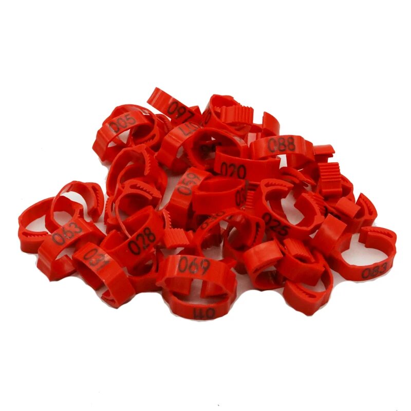 Регулируемые кольца для куриных ног, 20 шт, 6 цветов Красный, Красный