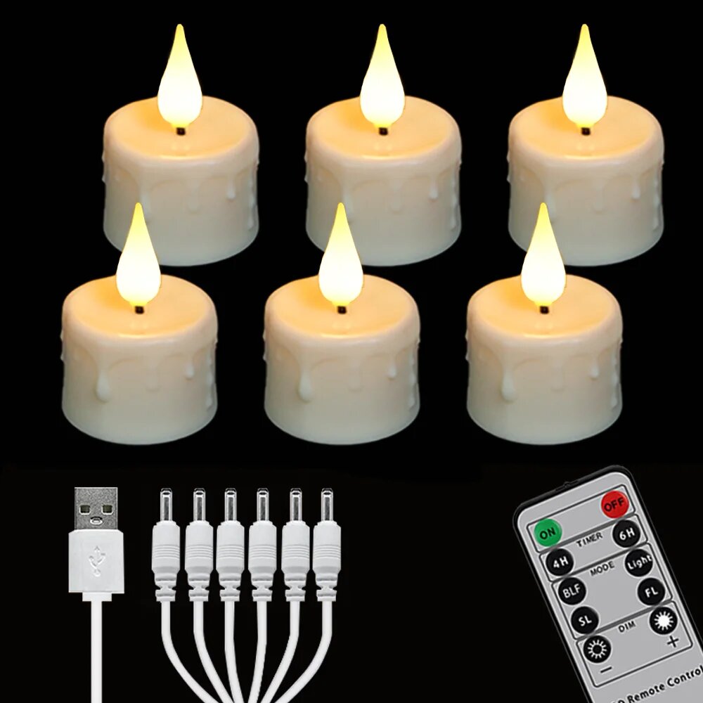 USB свечи FPOO TH03 теплый белый 6 шт.