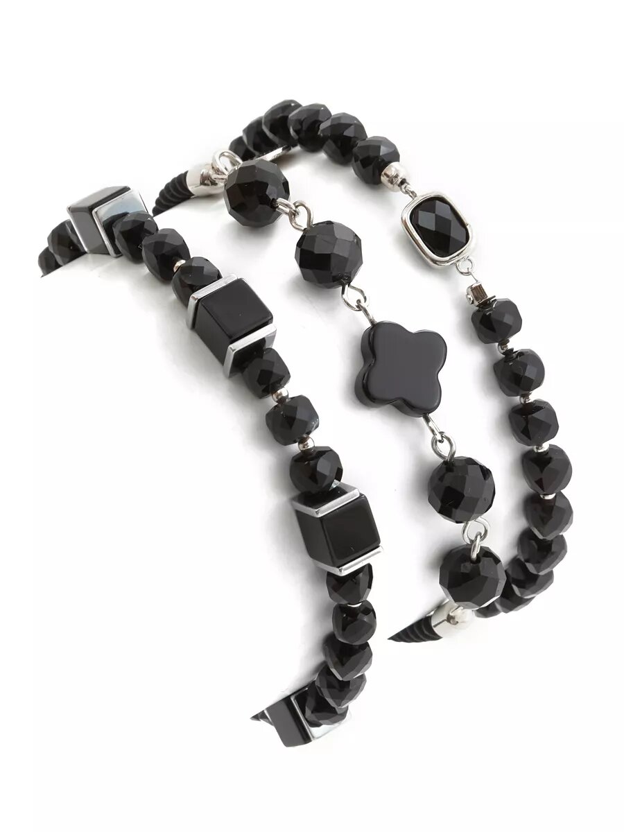 Браслет, стразы, агат, шпинель