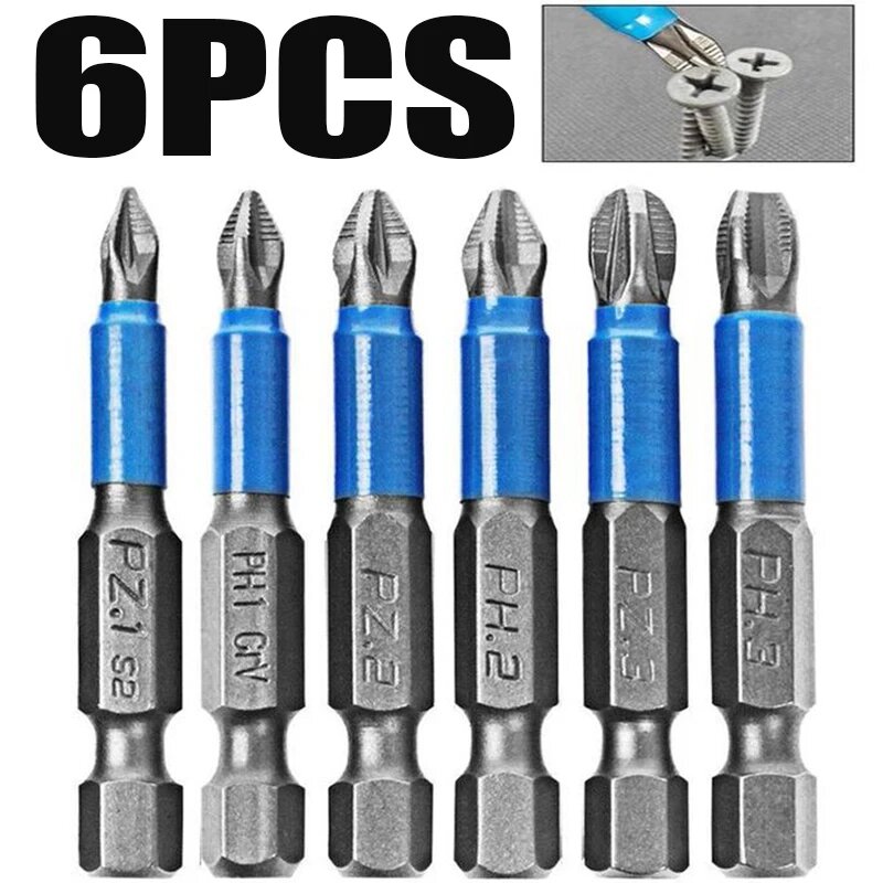 Набор бит для отверток ZENHOSIT Screwdriver Bit, 6 шт, синие, из сплава S2