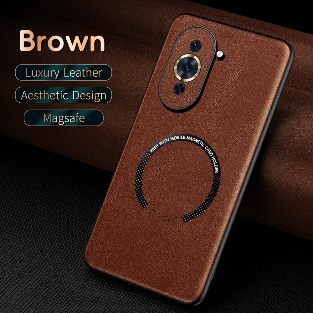 Роскошная кожаный MagSafe чехол для Huawei Nova 10 (Хуавей Нова 10)