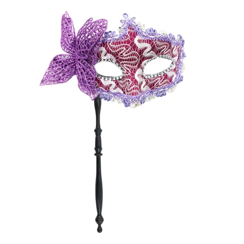 Маскарадная маска с удерживающей палочкой Маска-бабочка Полумаска для лица Маска для Хэллоуина Вечерняя маска для выпускного вечера для карнавала