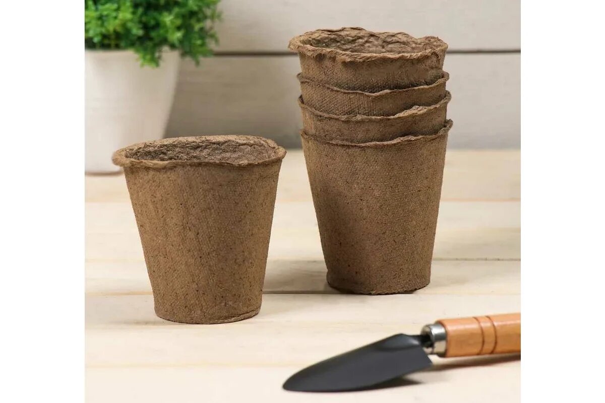 Набор торфяных горшочков лето диам. 60 мм, высота 60 мм, 20 шт × 3 упаковки, бежевый цвет, материал торф, предназначен для рассады садовых и комнатных растений.