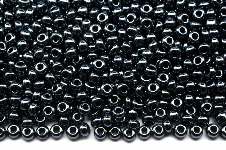 Бисер чешский PRECIOSA круглый 10/0 49102 гематитовый непрозрачный, 2 сорт, 50г