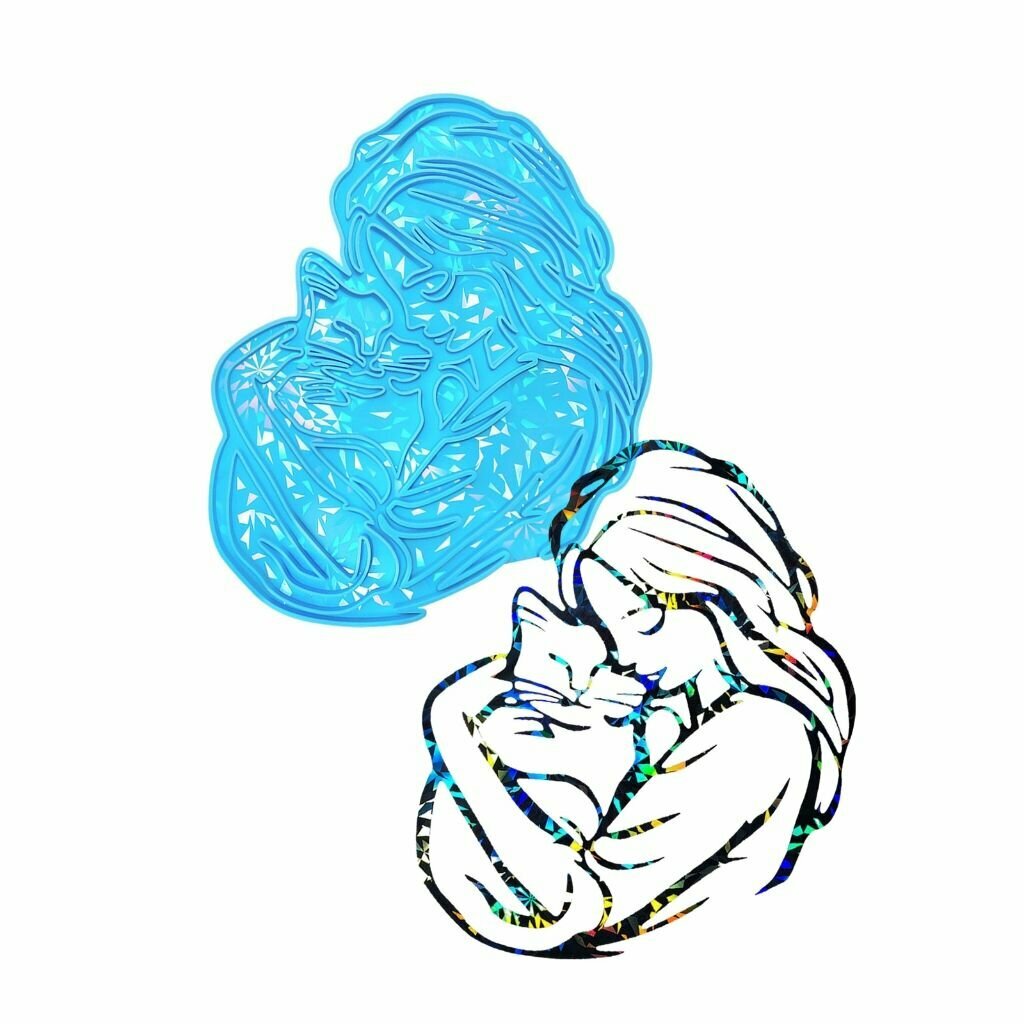 Девушка с кошкой - настенное искусство