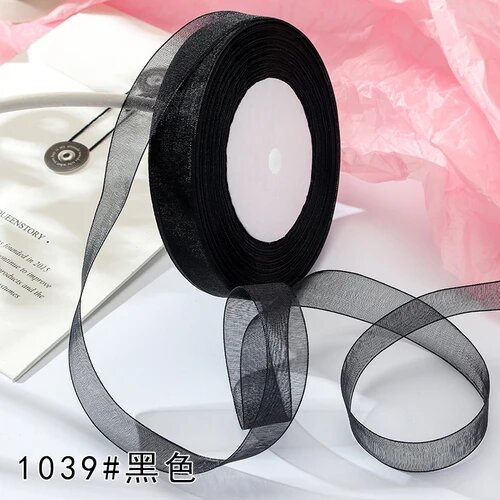 Лента органза мerylover 12-40 мм 50 ярдов черный, 15mm organza