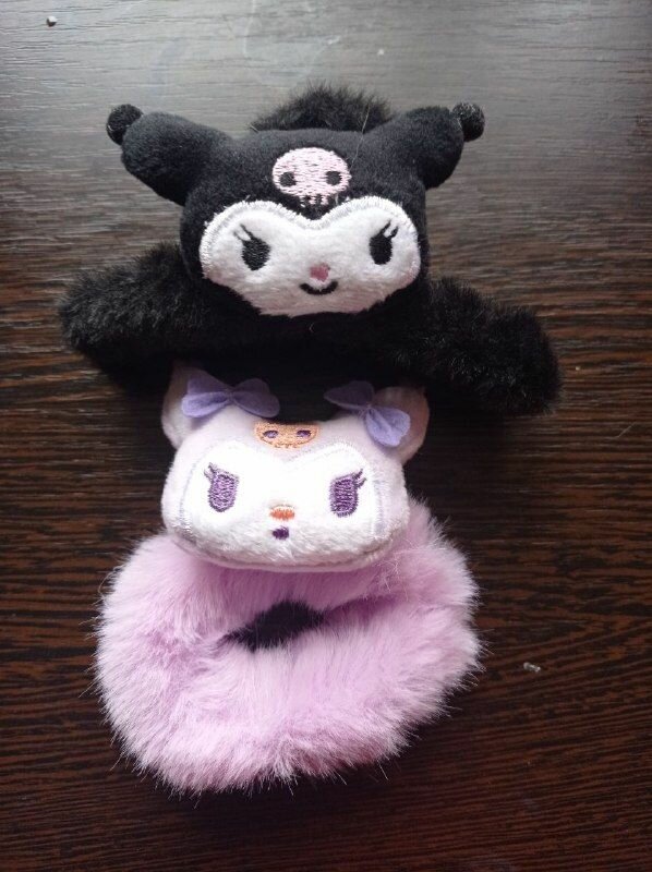 Набор для волос. 2шт. Крабик+резинка+сквиш в подарок. Цвет идет рандомно.