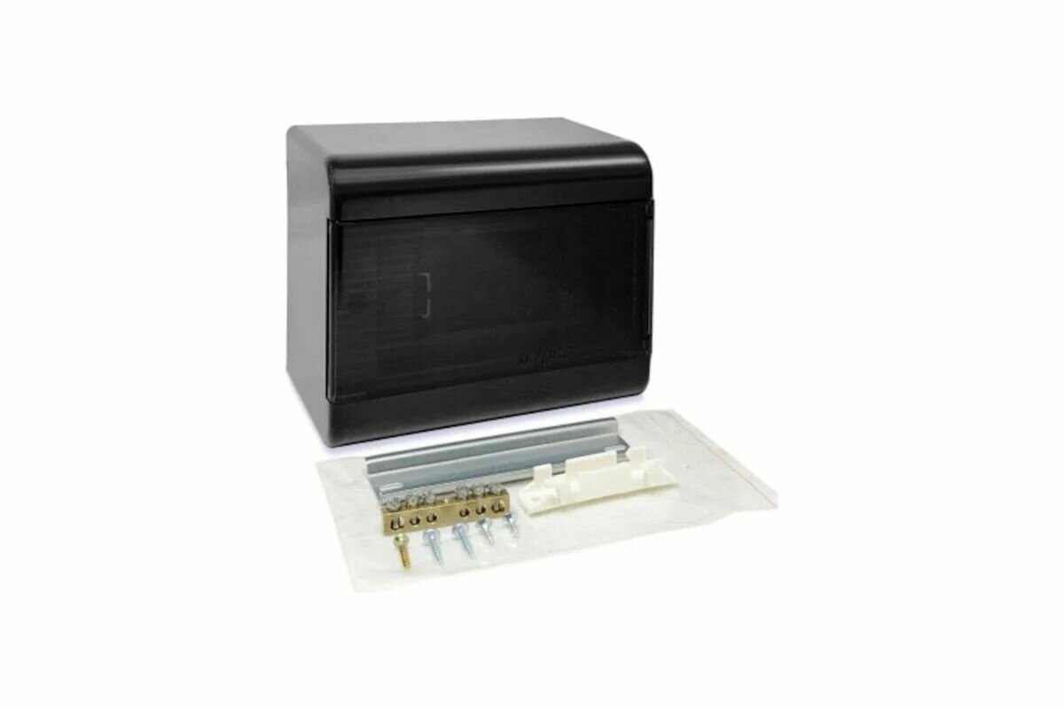 Щиток открытой проводки Рувинил Тусо на 6 модулей с дверцей 160x132x93 мм черный 68026Ч