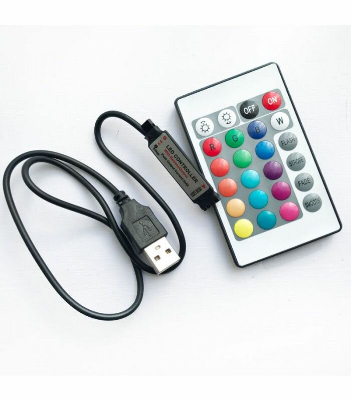 Мини USB ИК контроллер, 5-24В. пульт 24 кнопки
