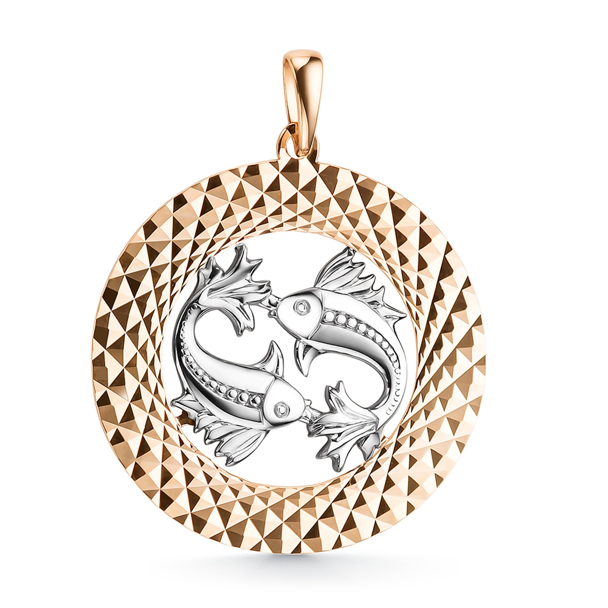 Подвеска, комбинированное золото, 585 проба