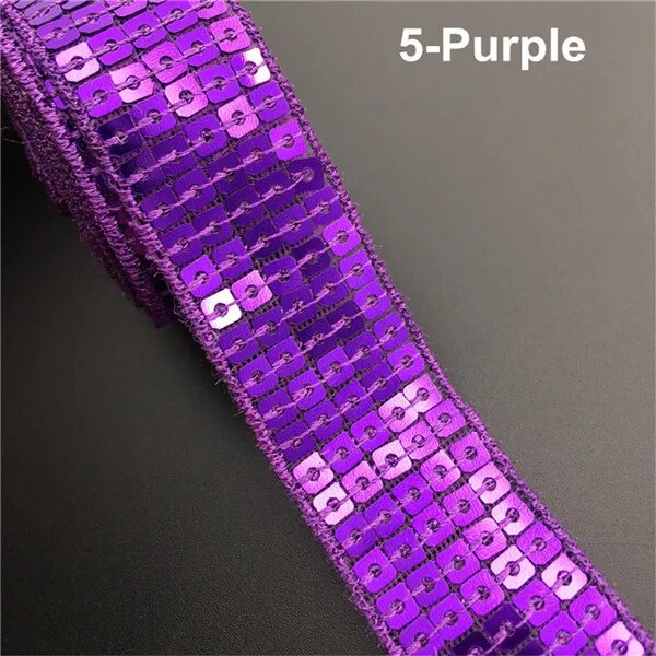 Лента с пайетками фиолетовая 5 Purple, 25 мм, 5 ярдов