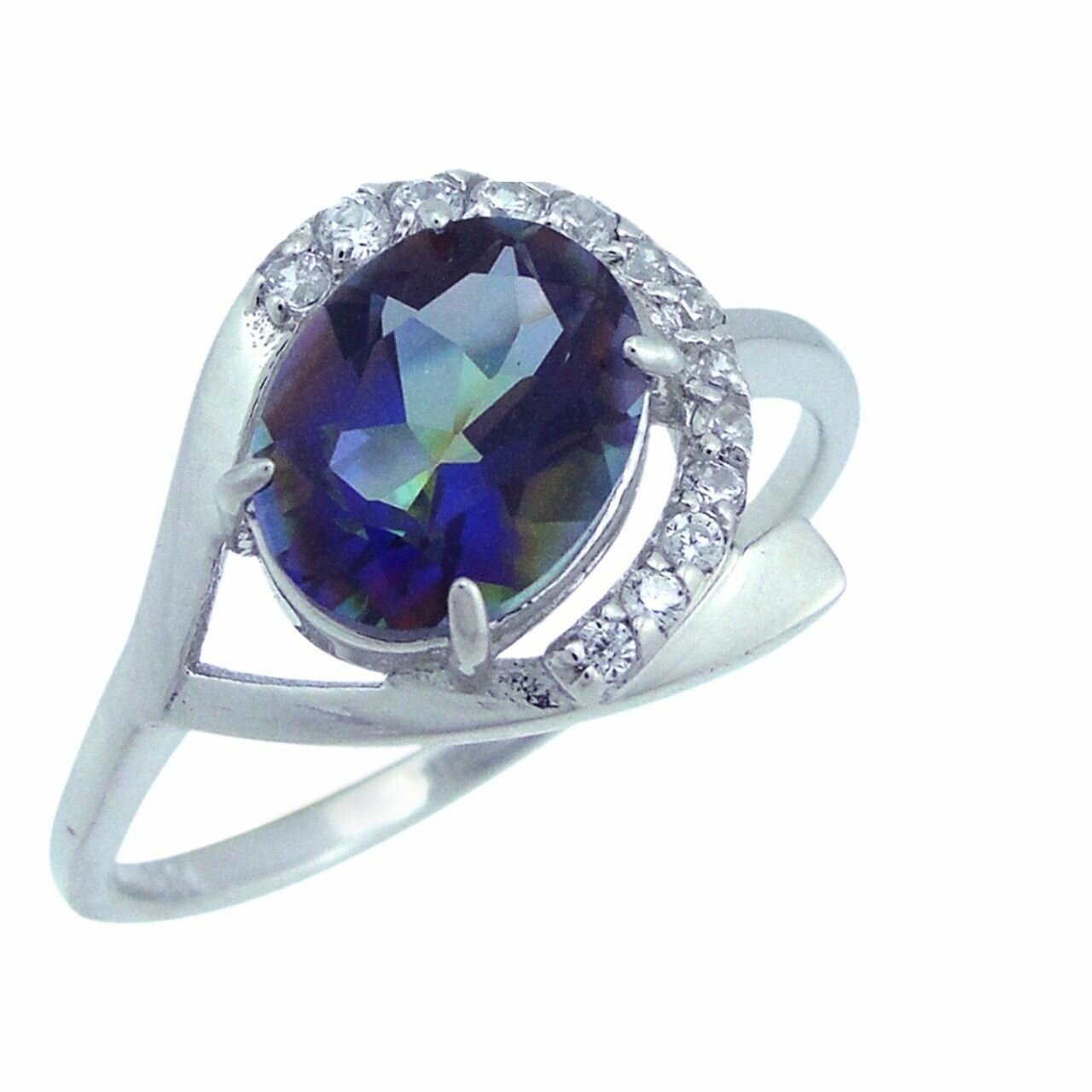 Кольцо тонкое, серебро, 925 проба, родирование, кварц, фианит