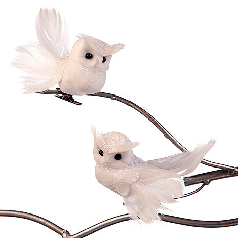 Елочная игрушка Белоснежная Совушка Солана 10 см, клипса, Goodwill, MC39733-2