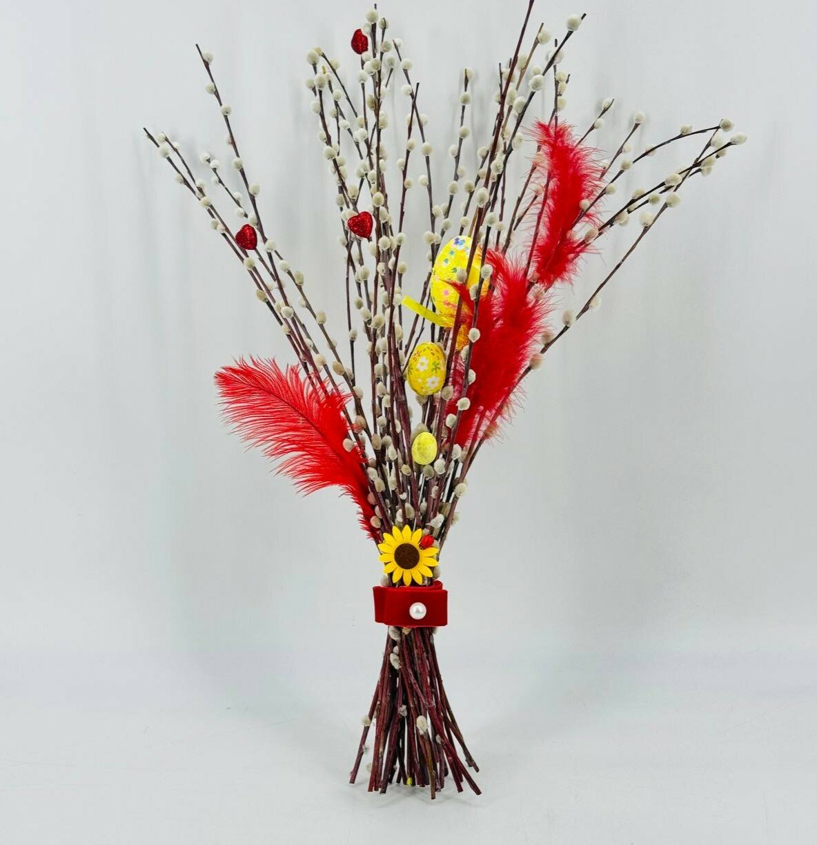 Букет из вербы 31 ветка. Пасхальный вербный букет. Живая верба красноталка