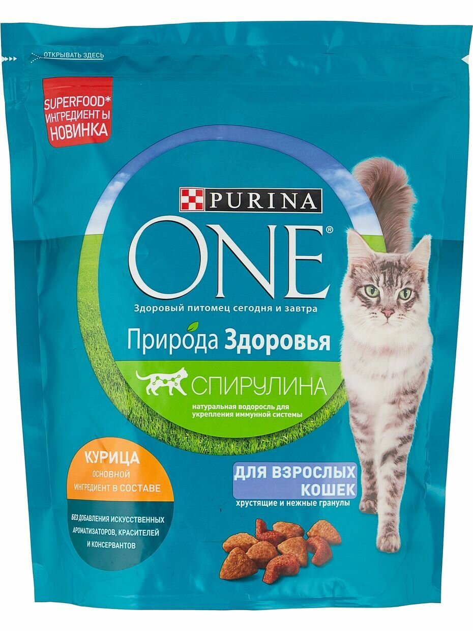 Purina One Природа Здоровья корм для взрослых кошек, курица 680 гр