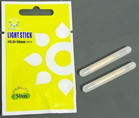 Светлячки рыболовные Ocean Sun в упаковке 2шт диаметр 6.0 x 50мм желтый цвет видимость 50м длительность 8 часов