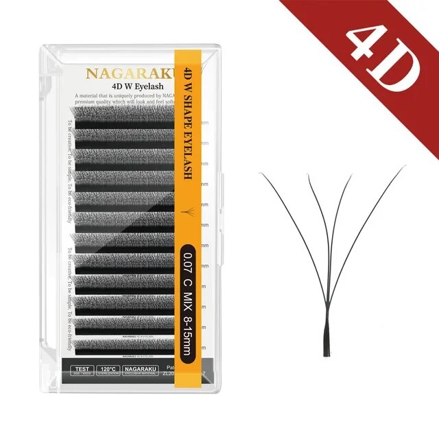 NAGARAKU 4D W Shape Ресницы D изгиб MIX 8-14mm