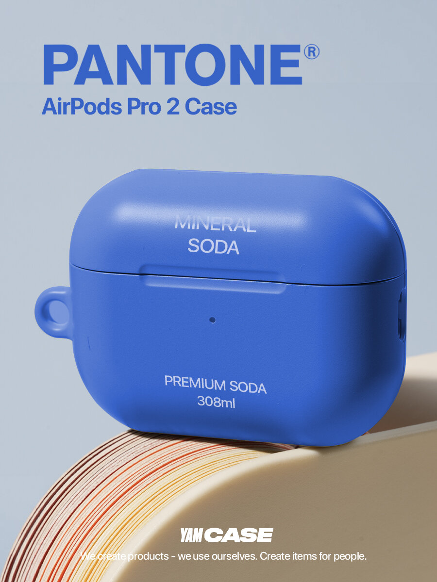 Чехол Yamcase, для AirPods Pro/Pro2, противоударный, с карабином, синий
