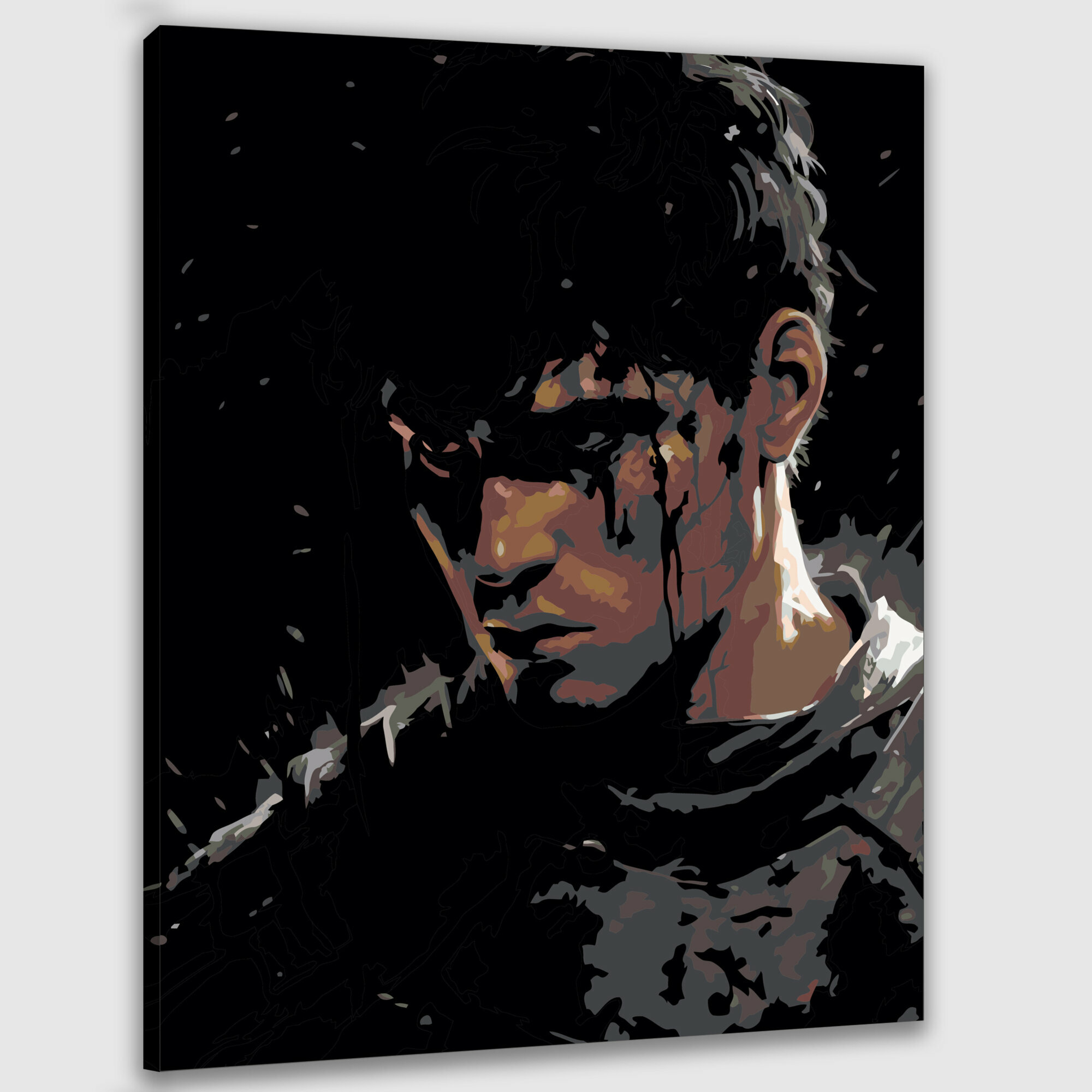 Картина по номерам 40x50 см, цифровой портрет, Гатс, Берсерк, задумчивая напряженность, потрепанный внешний вид, шрамы