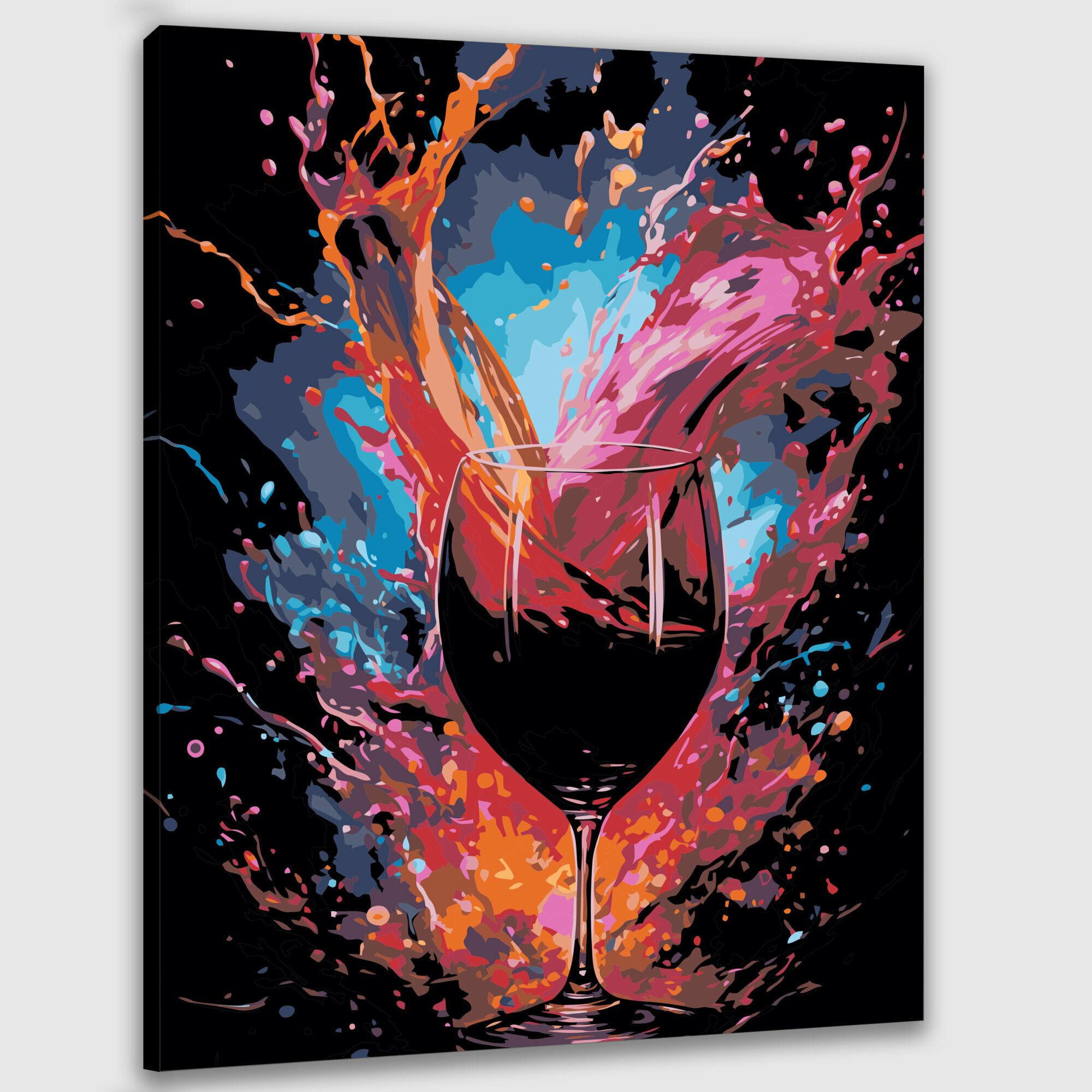 Картина по номерам 40x50 см, фотография, художник, вино, холст, абстрактное произведение, брызги, каскады, цвета