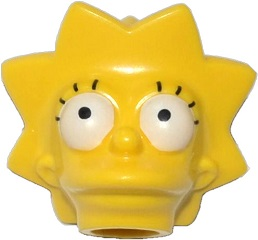 Minifigure, Head, Modified Simpsons Lisa Simpson with Wide Eyes Pattern, 15524pb02 Yellow U
