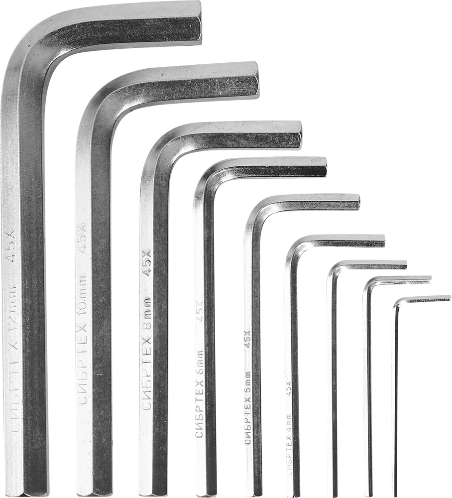 Набор ключей имбусовых шестигранных Сибртех 12316 2-12 мм, 9 предметов