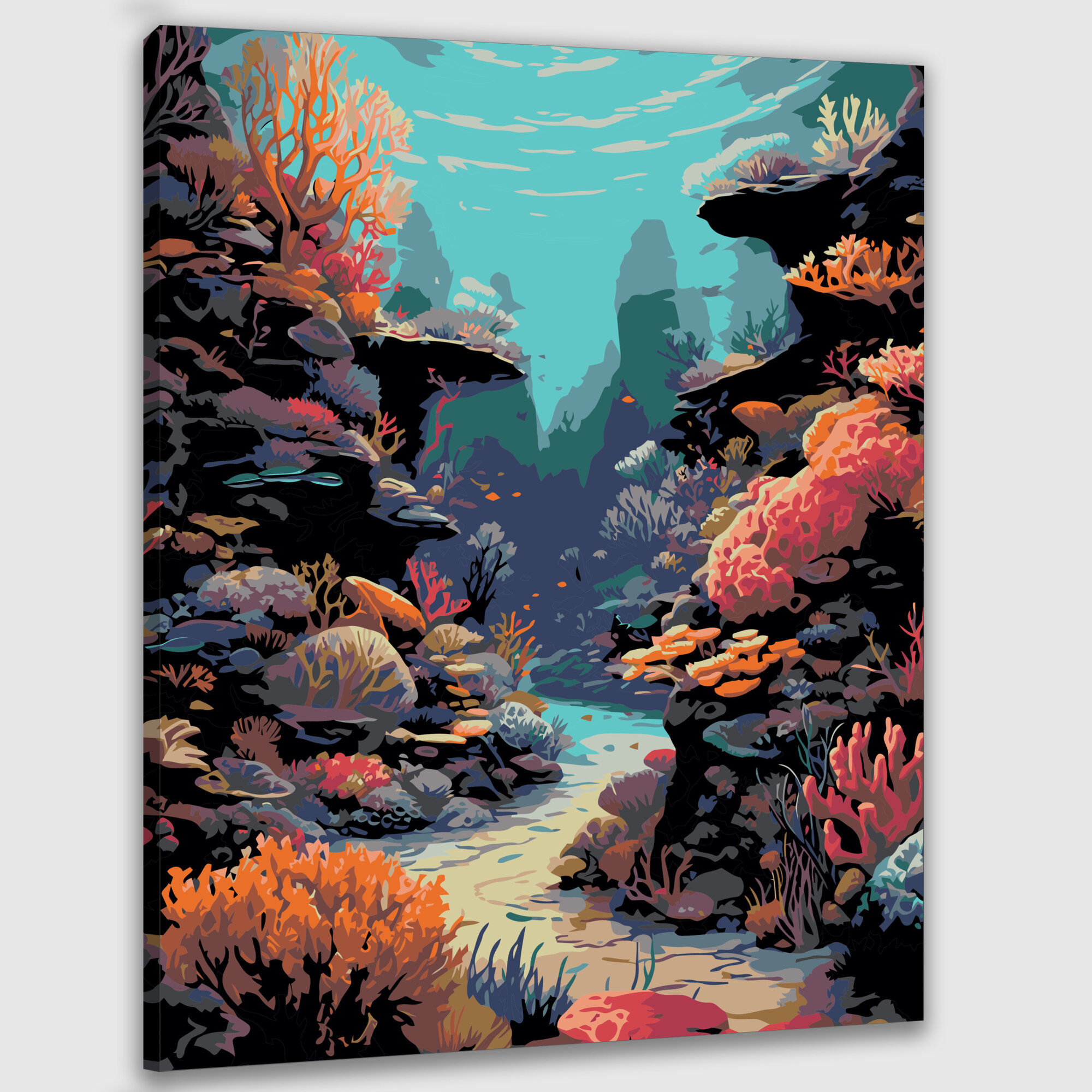 Картина по номерам 40x50 см, цифровая картина, коралловый риф, скорпион, коралловые образования, ядовитый хвост