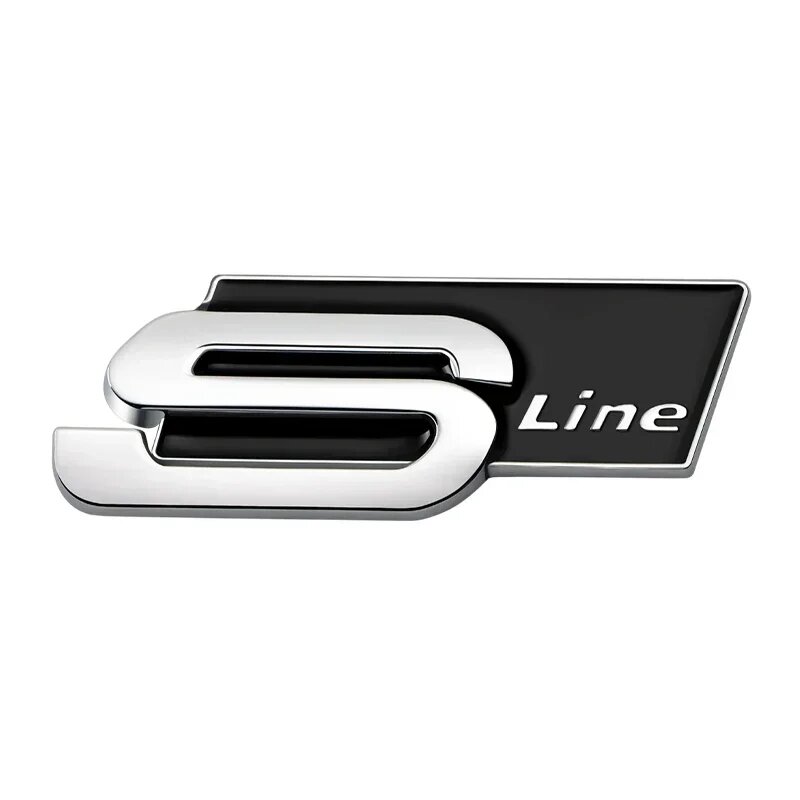 Наклейка Audi Sline, черный металл, 1 шт.