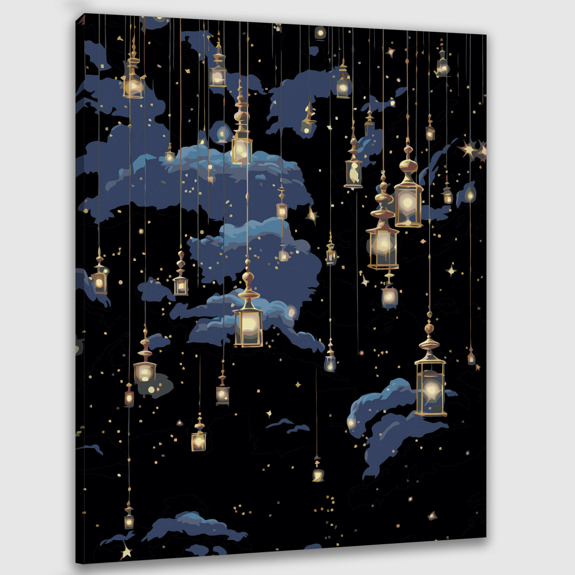 Картина по номерам 40x50 см, ночное небо, знаки зодиака, созвездия, яркие звезды