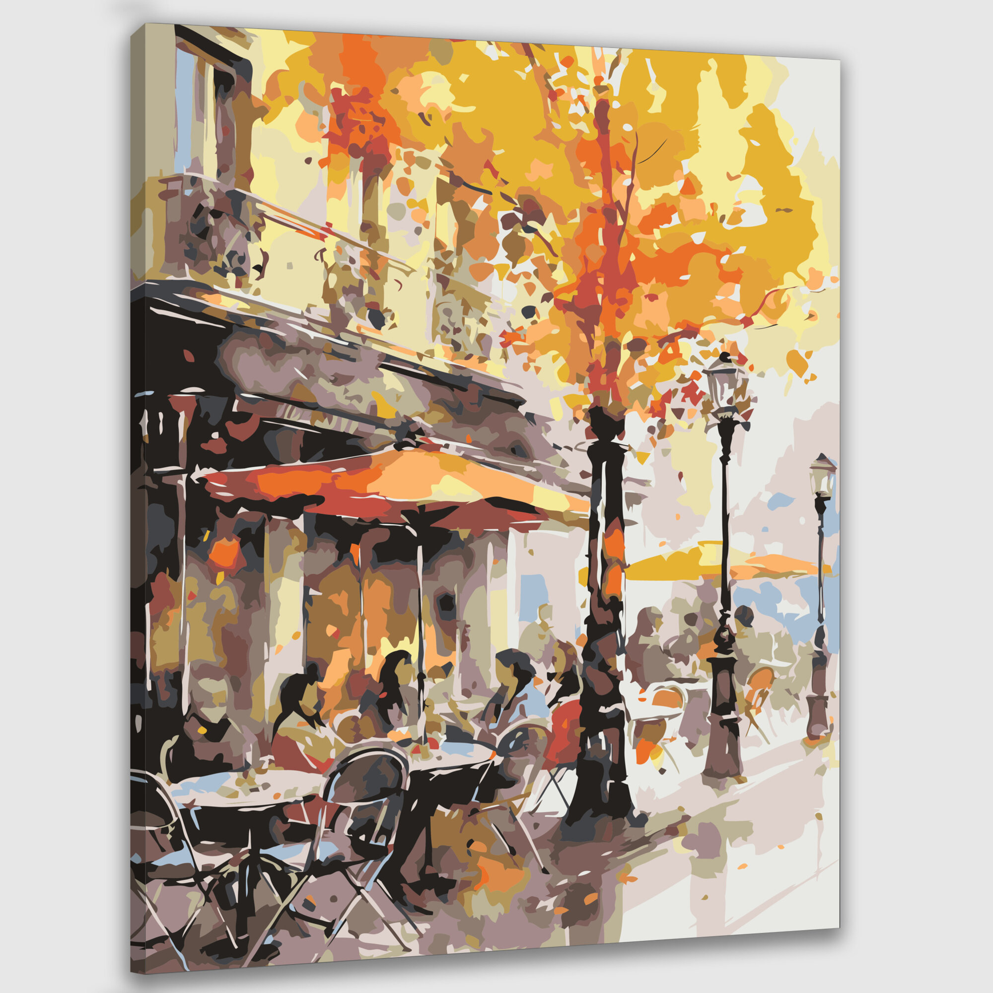 Картина по номерам 40x50 см, акварельная картина, парижское кафе, посетители, кофе, круассаны, разговоры, воздух, смех